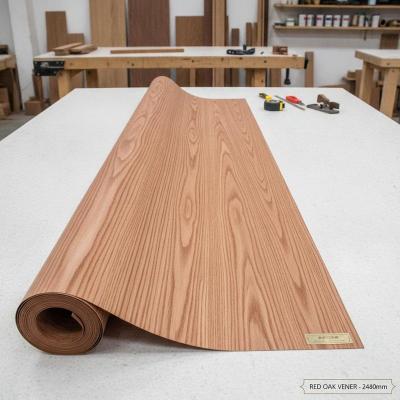 China Straight Grain Pattern Red Oak Veneer Sheetlength Up To 2440mm Used In Furniture Making Door Panels And Interior Decoration for sale