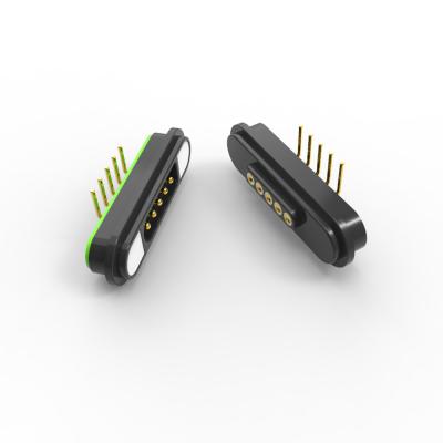 China 12V 5A Magnetic Connectors 5 Pin PCB Magnetic Connector With Right Angle Pogo Pin for sale