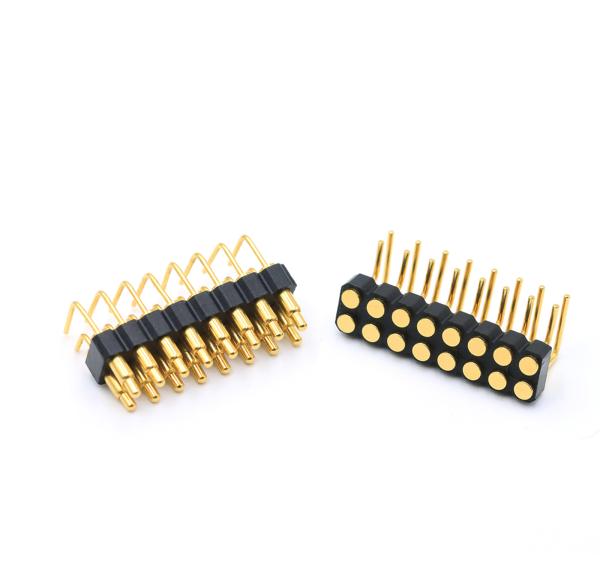 Quality Brass Spring Loaded Connector 2.54mm Pitch Right Angle Pogo Pin Connector 16Pin for sale