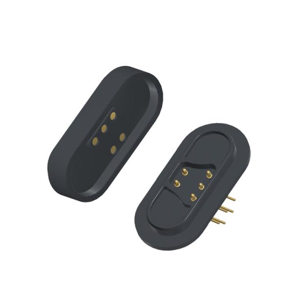 Quality DIP 5 Pin Pogo Connector Black Right Angle Pogo Pin Connector 12V for sale