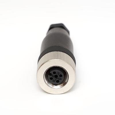 China wireable assembly m12 plastic connector pinout renhotec tee bulkhead field 4 pin plug sert with push in cable circular lock for sale