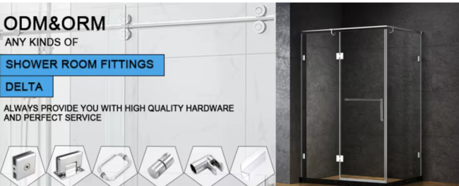 Modern shower enclosure handle front view