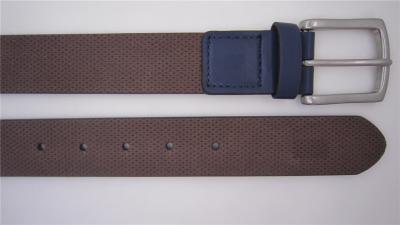 China Embossing PU Leather Belt , Brown Suede Leather Belt Laser Or Engraved Logo for sale