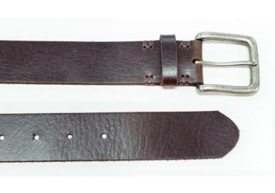 China Neck Emboss Leather Belt Pin Buckle Dark Brown Full Grain Leather Belt for sale