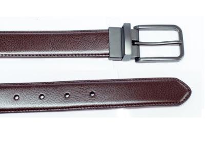 China Coated Leather Double Side Belt Reversible Buckle Brown Leather Belt Two Side Belt for sale