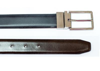 China Soft Mens Black And Brown Reversible Leather Belt With Reversible Pin Buckle for sale