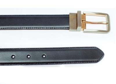 China Removable Loop Full Grain Leather Belt Reversible Antique Bronze Buckle Finish for sale