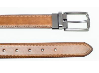 China Smooth Tan Reversible Leather Belt Gunmetal Matte With Laser Or Customized for sale