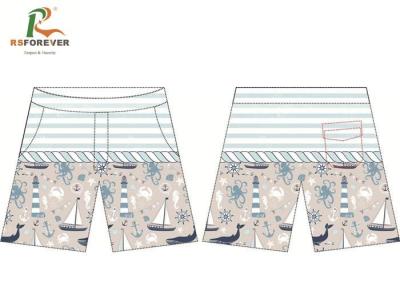 China Lighthouse Whale Mens Elastic Boardshorts , Summer Board Shorts With Zipper Pockets for sale