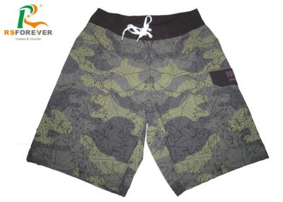 China Water Repellent Boardshorts with Leaf Pattern and Side Pockets 100% Polyester for sale