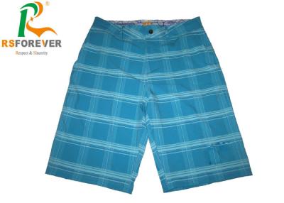 China Extra Long  Blue Printed Board Shorts For Men Gridding Simple Style Customized Size for sale