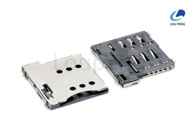China LCP UL94V-0 Insulator Material SIM Tray Card Connector Offering Contact Resistance 100Miliohms Maximum Engineered for Signal Transmission for sale