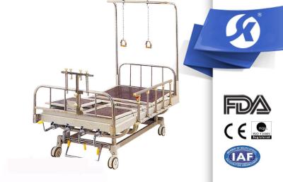 Cina Funzioni manuali della manovella due del letto di ospedale della trazione ortopedica dell'ospedale dell'acciaio inossidabile tre in vendita