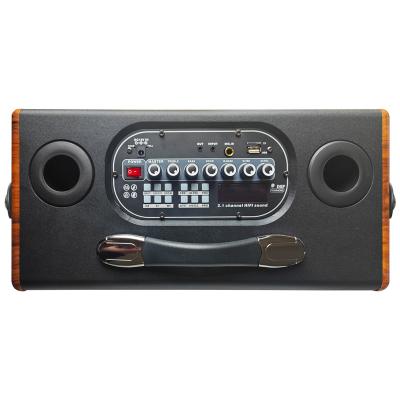 China 40W 15W*2 Output Wood Portable Bluetooth Speaker With Strap Customized for sale