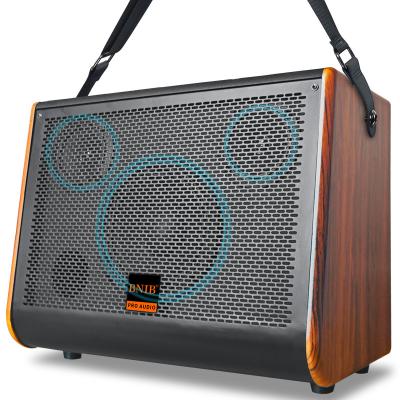 China 40W 15W*2 Output Wood Portable Bluetooth Speaker With Strap Customized for sale