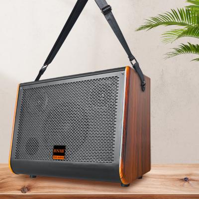 China 40W 15W*2 Output Wood Portable Bluetooth Speaker With Strap Customized for sale