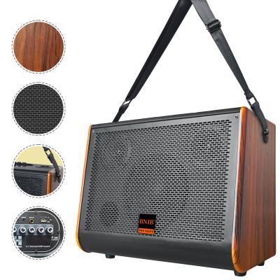 China 40W 15W*2 Output Wood Portable Bluetooth Speaker With Strap Customized for sale