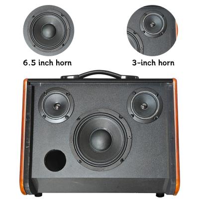 China 40W 15W*2 Output Wood Portable Bluetooth Speaker With Strap Customized for sale