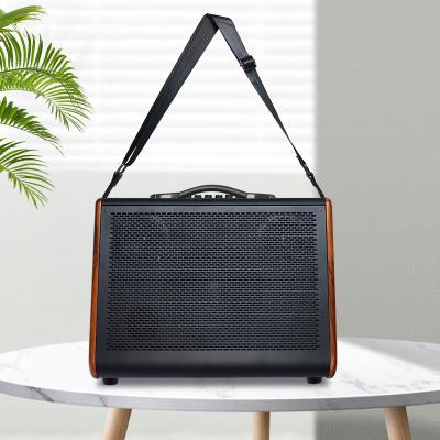 China 40W 15W*2 Output Wood Portable Bluetooth Speaker With Strap Customized for sale