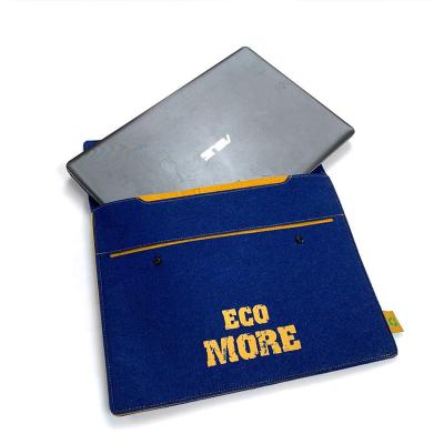 China Blue Color Eco Friendly Accessories RPET Felt Laptop Sleeve Portable Custom 13'' for sale