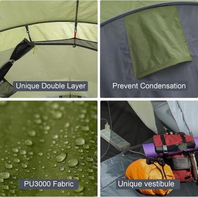 China Lightweight Folding Waterproof 4-6 Person Pop Up Camping Tent With Dual Doors And Ventilation Mesh Windows for sale