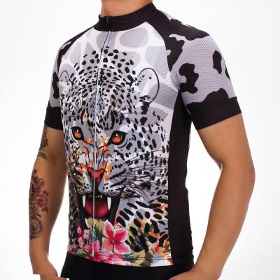 Cina Accessori di riciclaggio di riciclaggio della bici della maglietta del Jersey del vestito di Dryfit del poliestere di progettazione del leopardo in vendita