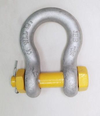 China Steel Safety Pin Bow Wide Body Shackles 1.25 Inch  WLL 12 Tonne for sale