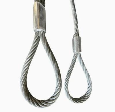 China 1 Ton Load Capacity Galvanized Steel Wire Rope Sling with Eye Steel Sleeve and Thimble for Lifting for sale