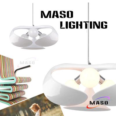 China Residential Lighting Three Petals Resin Shade Indoor Pendant Lamp E27 Base for sale