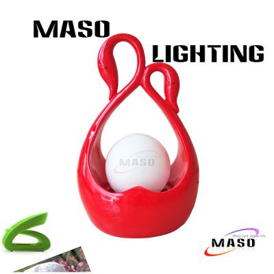 China MASO Resin Wedding Bed Furniture Decoration Lamp MS-T2001 Swan Stand Glass Cover for sale