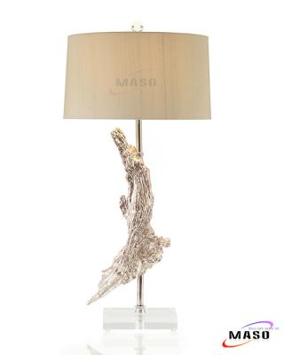 China Internet Products Resin material plating chrome color root cloth cover optional table lamp for sale