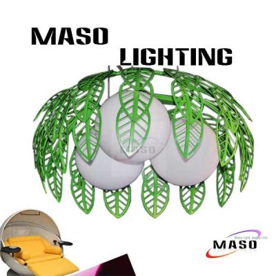 China Willow Leave Pendant Lamp Green Color Iron Material Three Lamp Holders MS-I6031 for sale