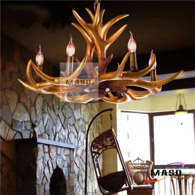 China Home Lighting Antler made of Resin Chandelier six Lamp MS-P2003 600*380mm E14 Light source for sale