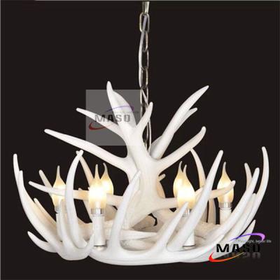 China Ivory Finished Color Retro Resin Material Antler Chandelier MS-P2009 Six Lamps for sale