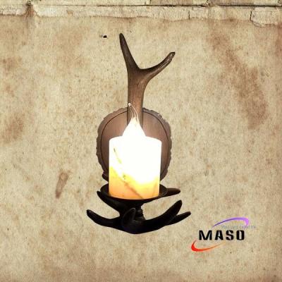 China Maso Vintage Style resin material antlers wall sconce retro lamp with marble cover E14 screw LED bulb for sale