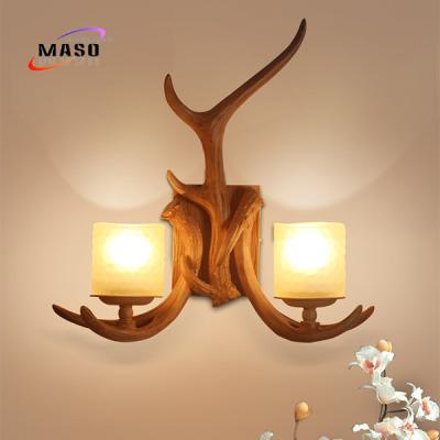 China MASO Retro Antler Wall Sconce Lamp CE Standard Resin Material Factory Wholesale E14 Light Source for Project Installing for sale