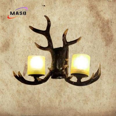 China Buck Horn Shape Retro Wall LED Edison E14 Candle Bulb Sconce Lamp With Marble Cover MS-W2004 for sale