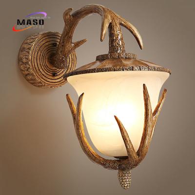 China Maso Hot Sale Glass Cover Antler Wall Sconce Lamp Cloth Store Retro Style Decoration MS-W2009 LED E27/E14 Lighting Base for sale