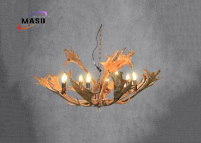 China MASO Flat Antler Chandelier Vintage Style 980*580size Resin Hanging Adjustable Chain Eight Light Source MS-P4006 for sale