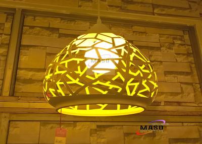 China MASO Residential Iron Pendant light White Outside Yellow inside Color Finished MS-P7002L Lasering Engraved craft lamp for sale