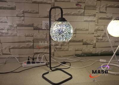 China Hot Sale Maso Metal Material Lamp Body Black Color Finishe Table Lamp Bed Lamp 3D Spark Effect Chrome-plated Glass Cover for sale