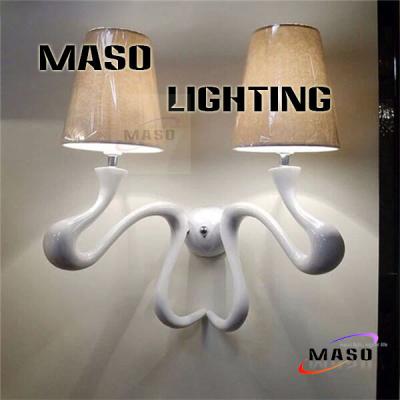 China Hot sale Maso Contemporary Wall Lamp Resin Material Two Lamp Holders E14 Screw Light Source Fiber Cover for Hotel Lobby for sale