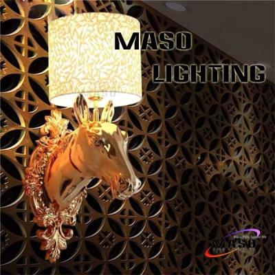 China Maso Buck Head Resin Wall Lamp Contemporary style Fiber Cover Chrome Golden Plated color finished E27 Screw Base Hotel for sale