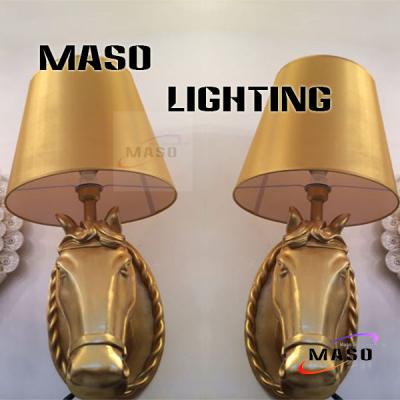 China Maso Indoor Lighting Golden Painted Color Finished Hotel Lobby Resin Material Horse Head Wall Lamp Contemporaty Style for sale