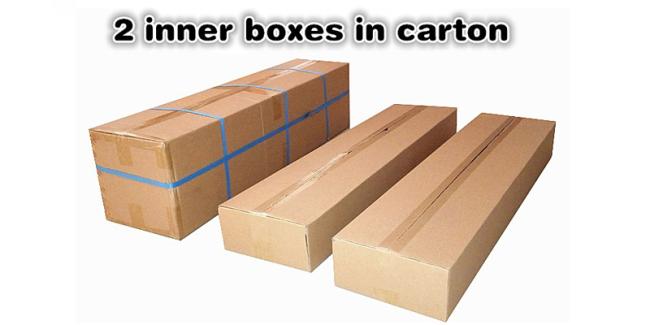 Packaging system showing inner boxes and master carton for promotional umbrellas