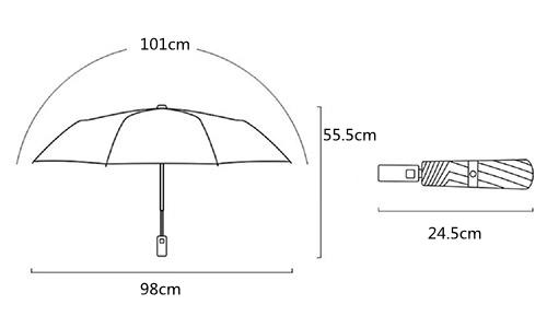 Comic Print Folding Umbrella showing compact closed size