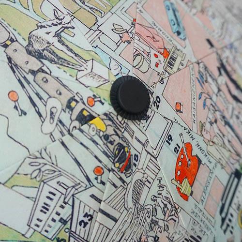 Comic Print Folding Umbrella canopy showing vibrant graphic design