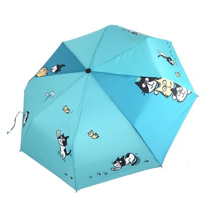 China Lightweight Steel Frame 3 Foldable Umbrella With 98cm Open Diameter 24cm Folded Length for sale