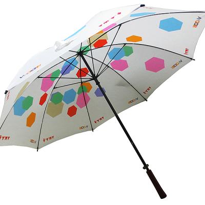 China Manual Open Walking Umbrella 60 Inch Golf Umbrella With Long Wooden Handle for sale