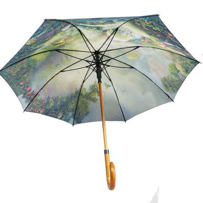 China Auto Open Wooden Handle Umbrellas Windproof Dream Forest Magic Umbrella for sale